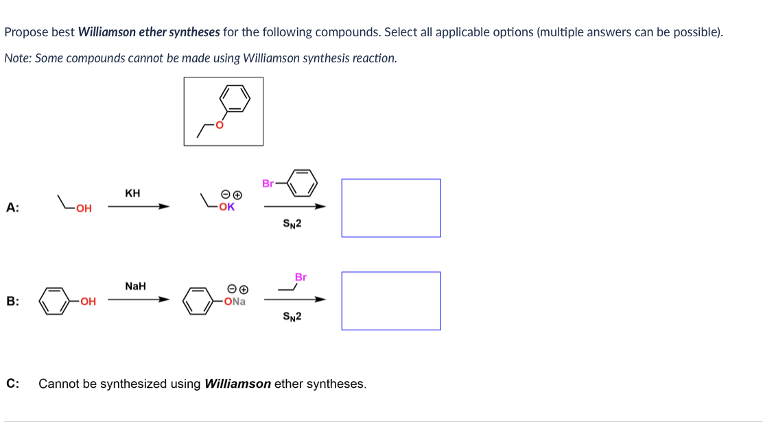 Solved Propose best Williamson ether syntheses for the | Chegg.com Solved Propose best Williamson ether syntheses for the | Chegg.com