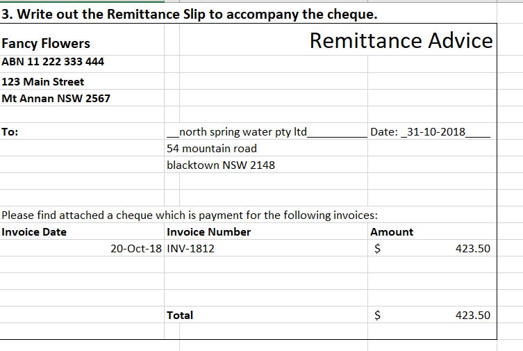 Solved 3. Write out the Remittance Slip to accompany the | Chegg.com