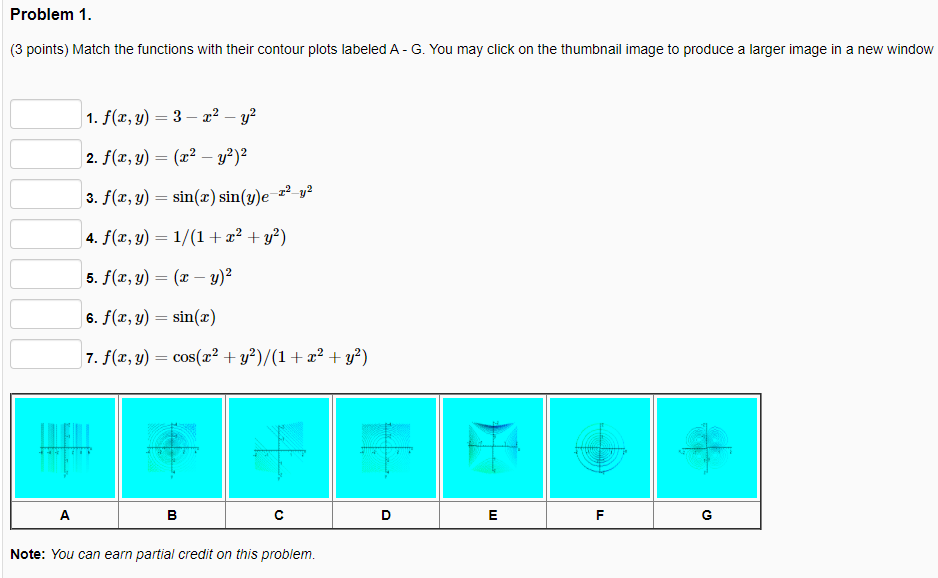 Solved Problem 1. (3 points) Match the functions with their | Chegg.com