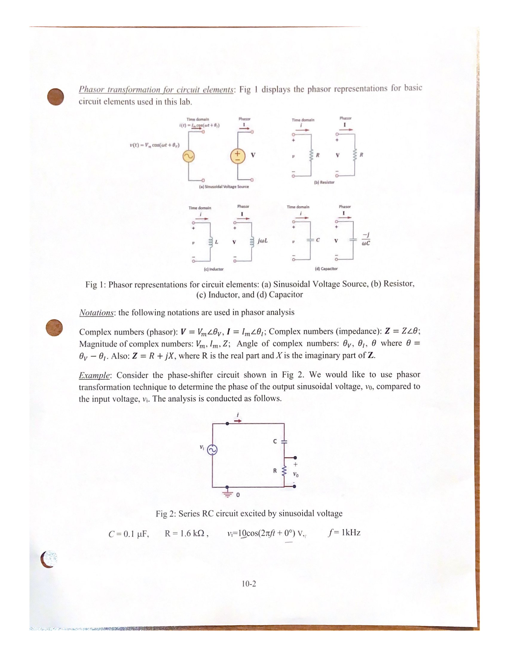 Solved Phasor transformation for circuit elements: Fig 1 | Chegg.com