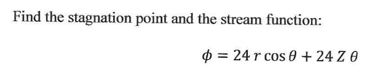 Find the stagnation point and the stream function: Q | Chegg.com