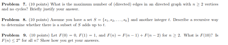 Solved Problem 7. (10 points) What is the maximum number of | Chegg.com