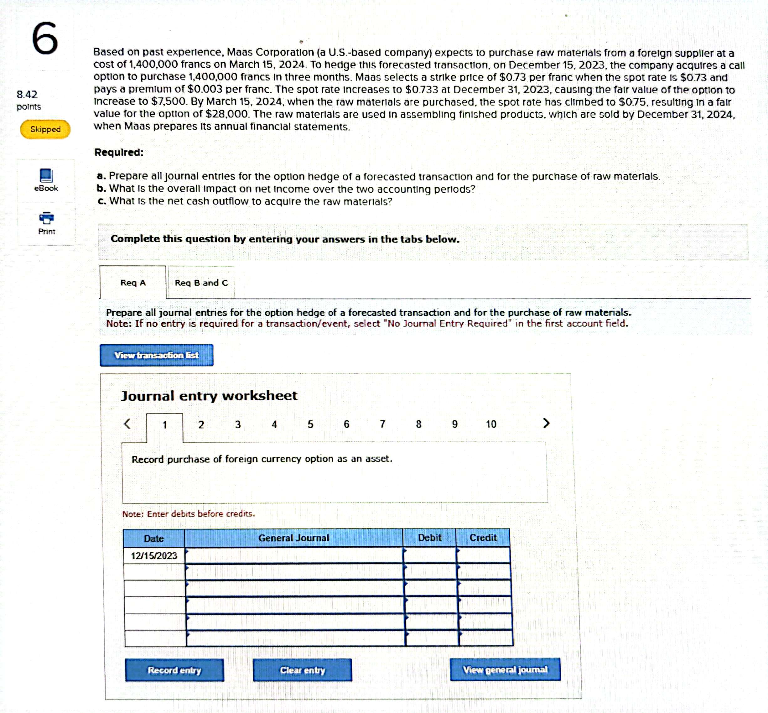Solved Based on past experience, Maas Corporation (a | Chegg.com