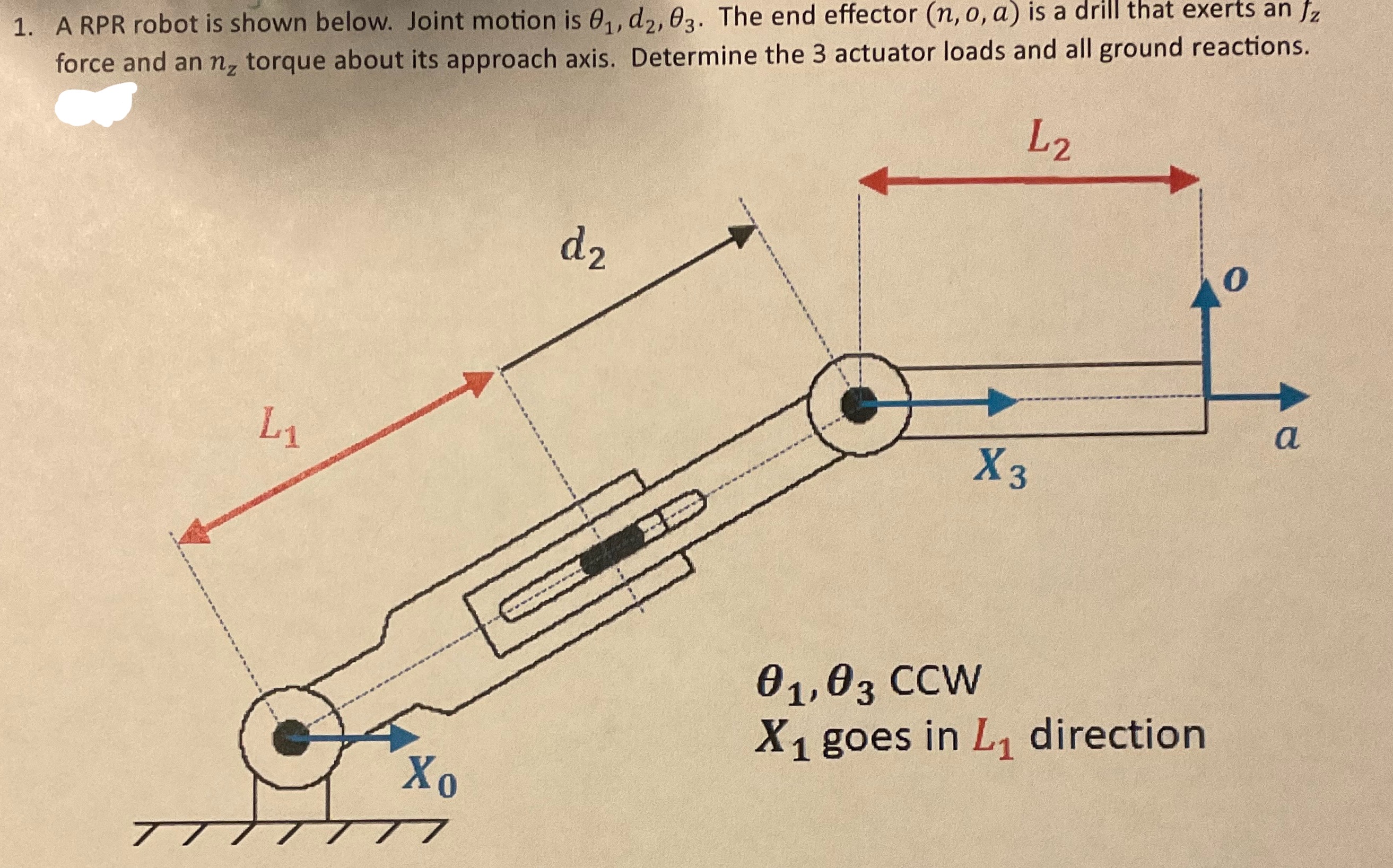Solved 1. A RPR robot is shown below. Joint motion is | Chegg.com