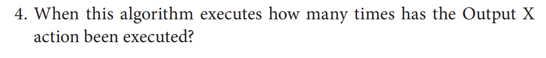 Solved 4. When this algorithm executes how many times has | Chegg.com