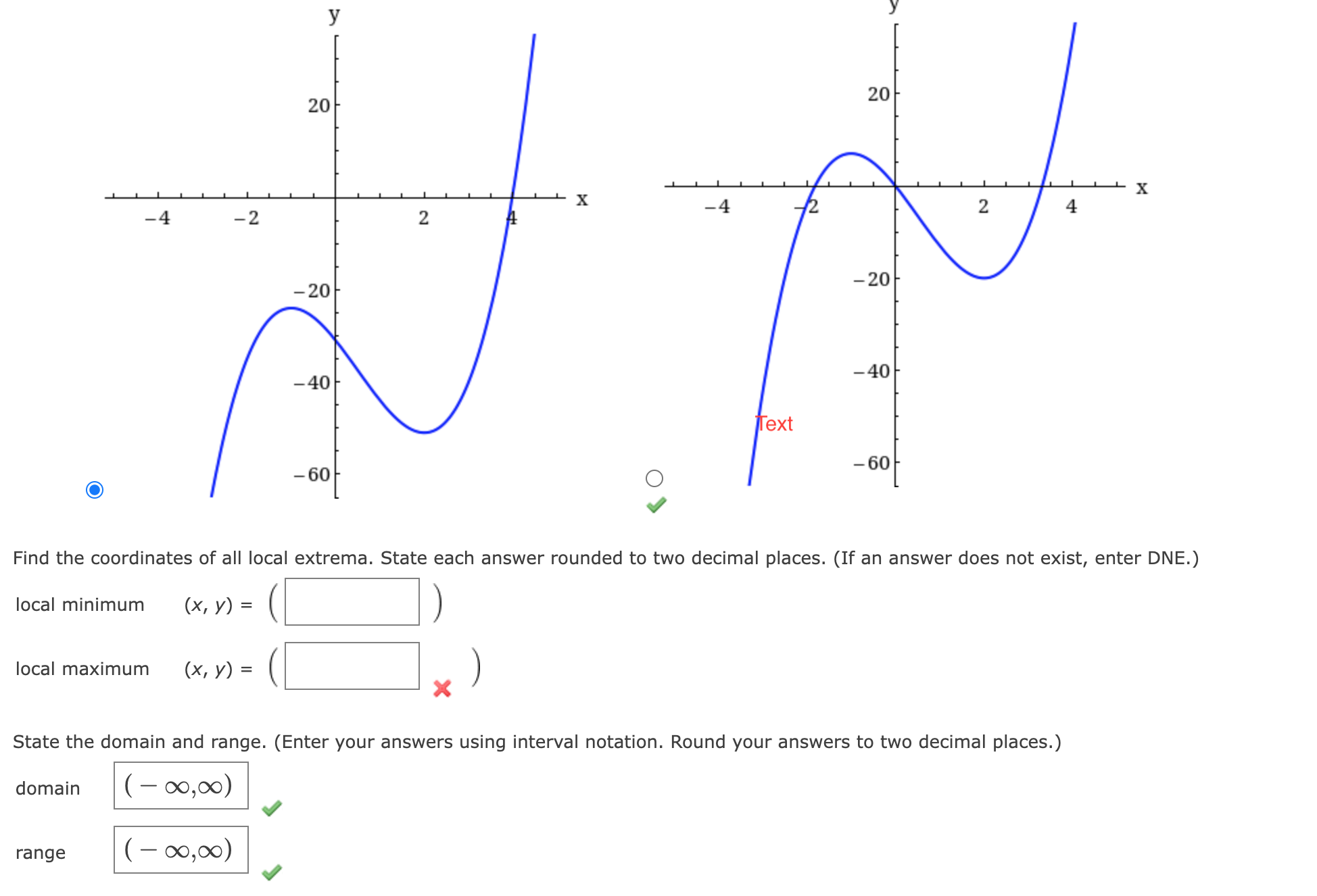 Solved Find the coordinates of all local extrema. State each | Chegg.com