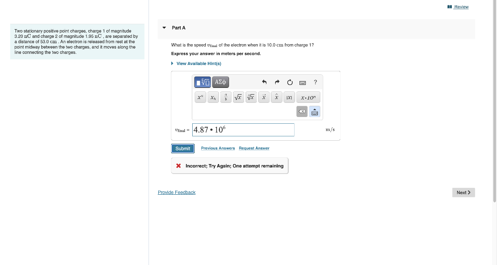Solved i Review Part A Two stationary positive point | Chegg.com