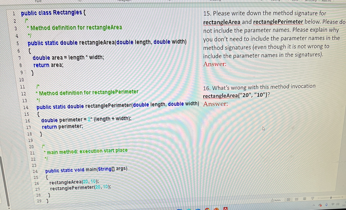 Solved public class Rectangles \{ * Method definition for | Chegg.com