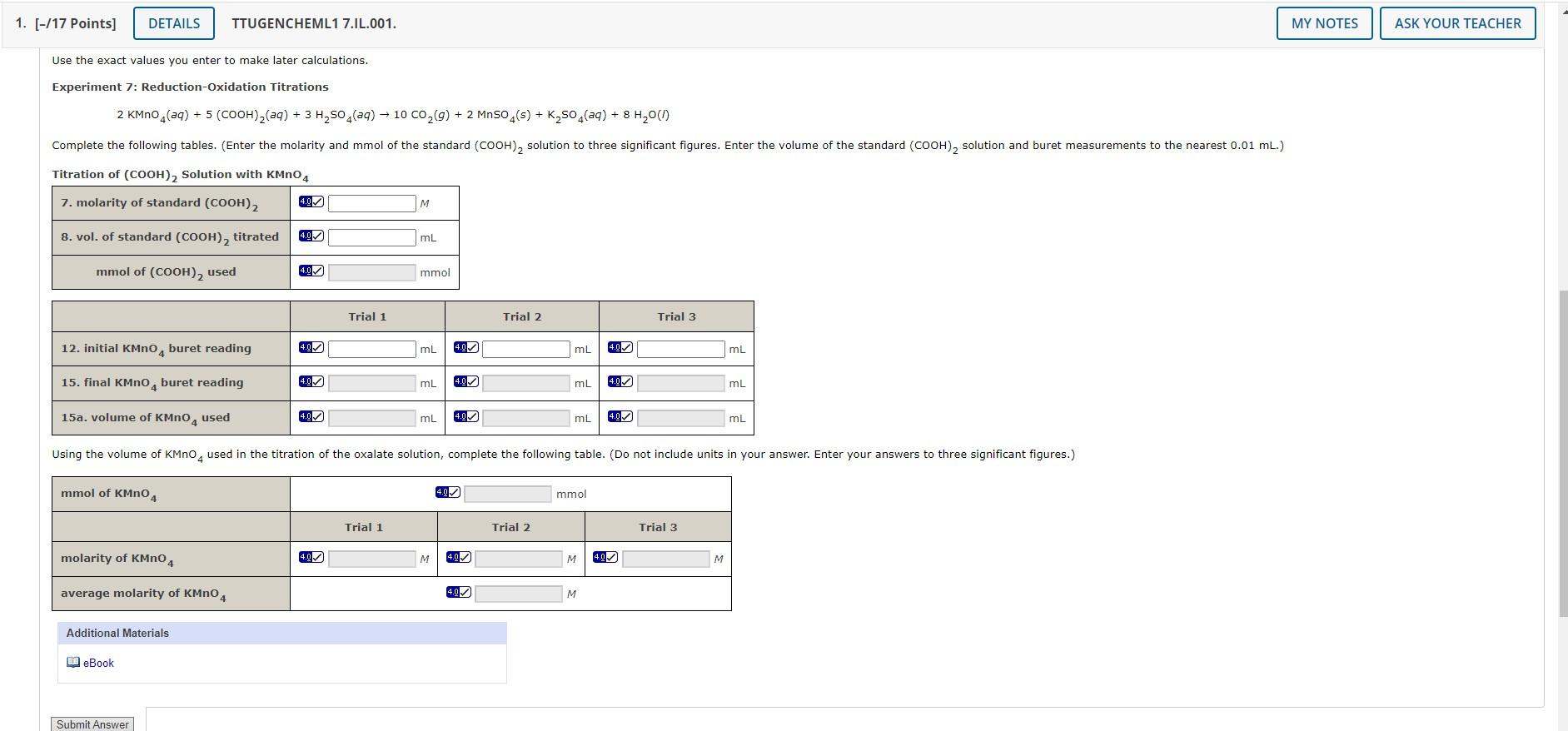 Solved Use the exact values you enter to make later | Chegg.com