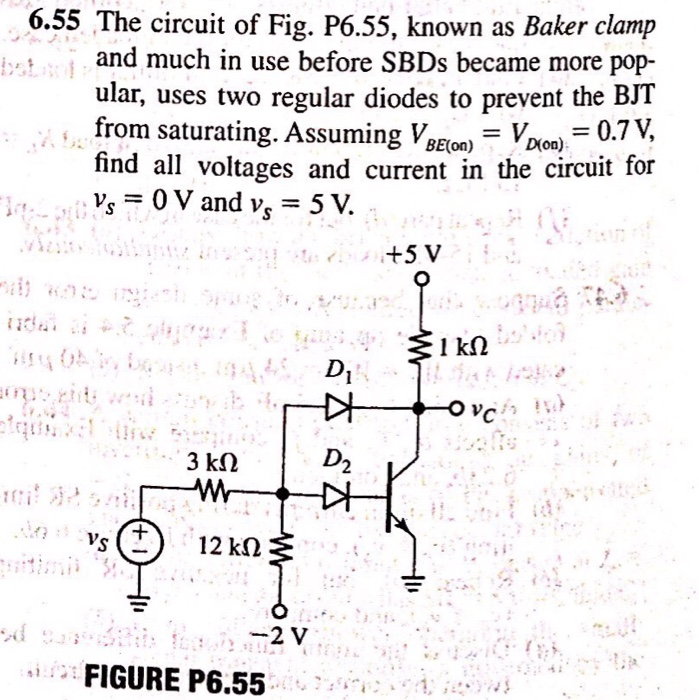 Solved 6.55 The circuit of Fig. P6.55, known as Baker clamp | Chegg.com