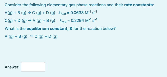 Solved Consider the following elementary gas phase reactions | Chegg.com