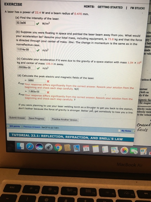 Solved EXERCISE HINTS: GETTING STARTED I 'M STUCK A laser | Chegg.com