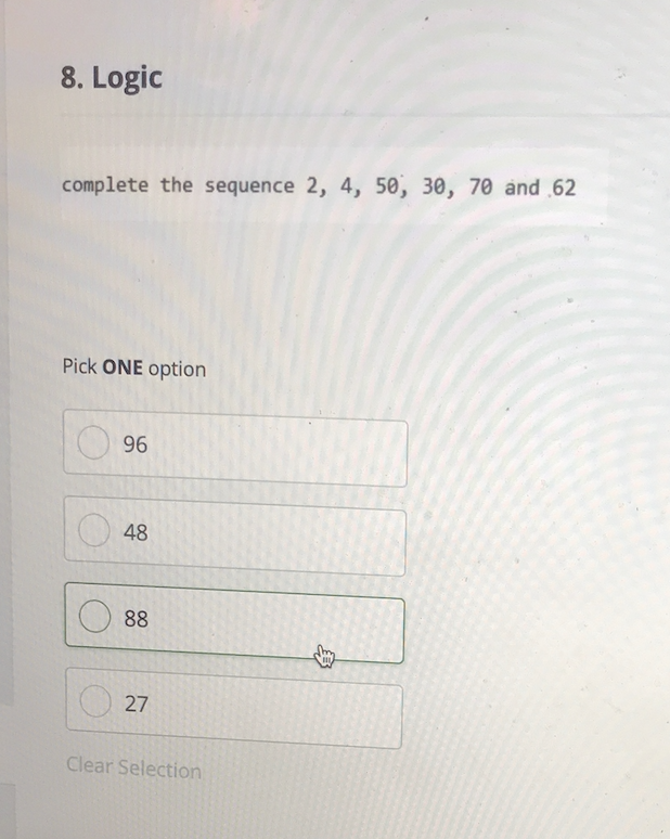 8. Logic complete the sequence 2, 4, 50, 30, 70 and | Chegg.com