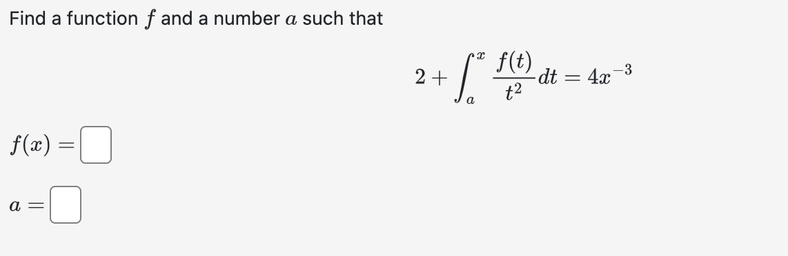 Solved Find a function f and a number a such that | Chegg.com
