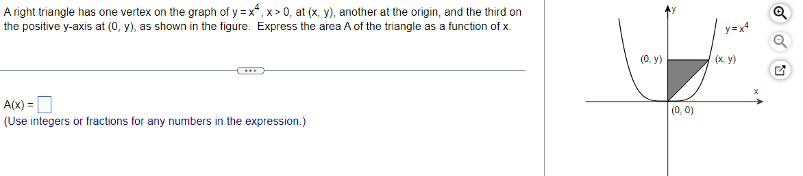Solved A right triangle has one vertex on the graph of | Chegg.com