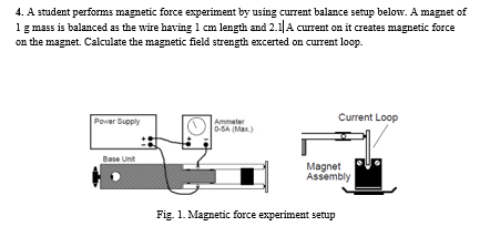 Solved 4. A student performs magnetic force experiment by | Chegg.com