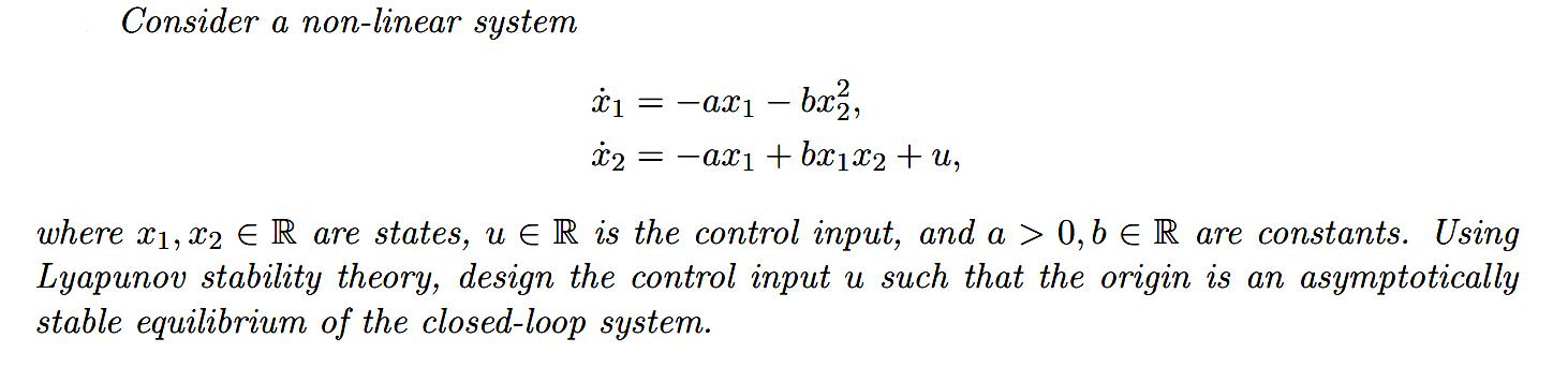 Solved Consider A Non Linear System