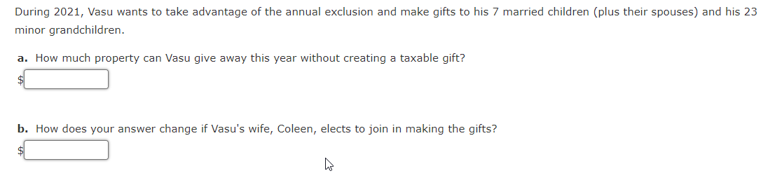 Solved During 2021, Vasu wants to take advantage of the | Chegg.com