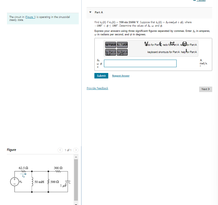 Solved The circuit in is operating in the sinusoidal steady | Chegg.com