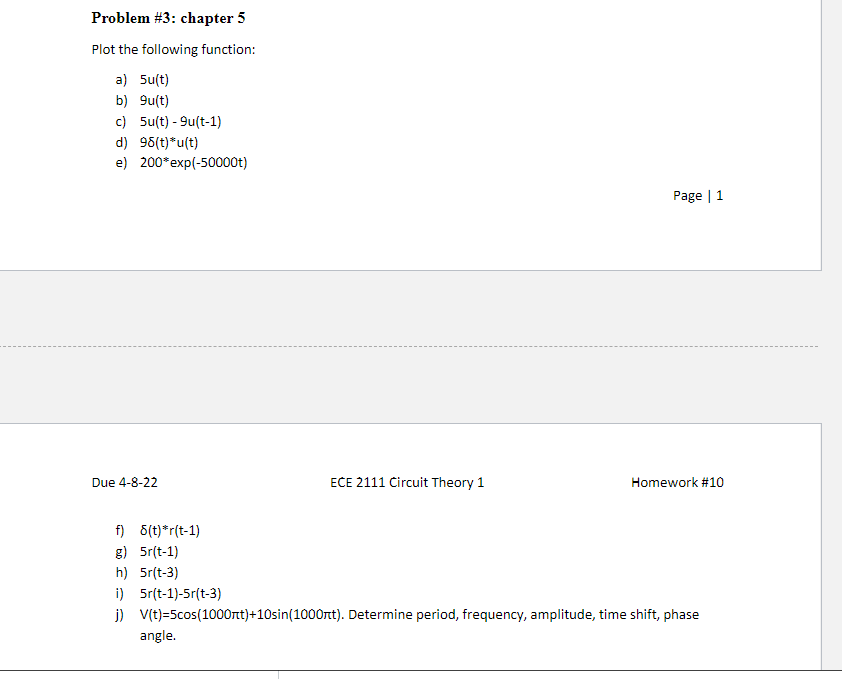 Solved Problem #3: chapter 5 Plot the following function: a) | Chegg.com