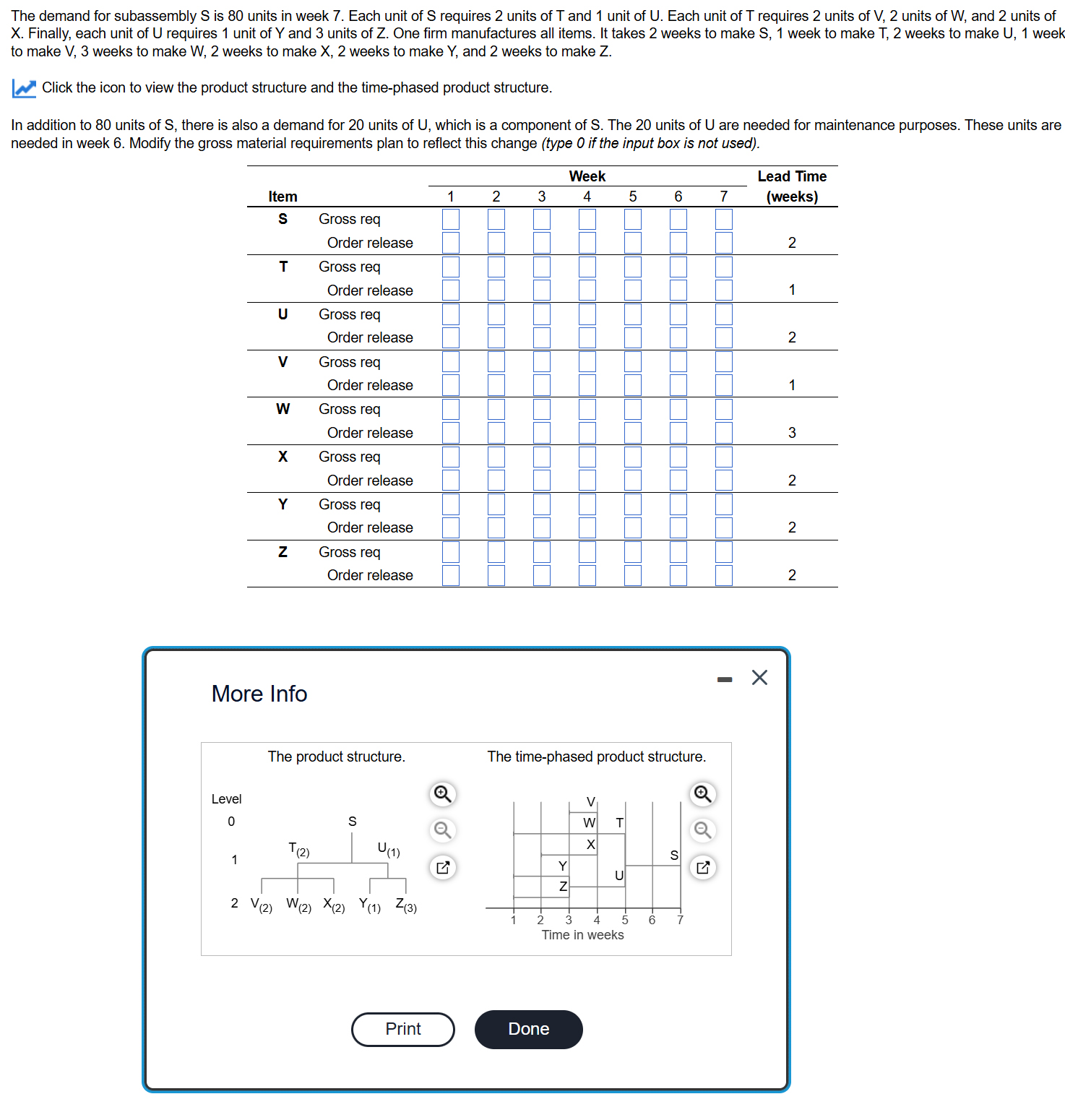 Solved The demand for subassembly S is 80 ﻿units in week 7. | Chegg.com
