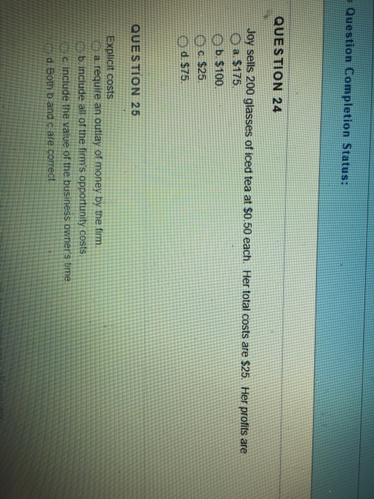 Solved Question Completion Status: QUESTION 24 Joy sells 200 | Chegg.com