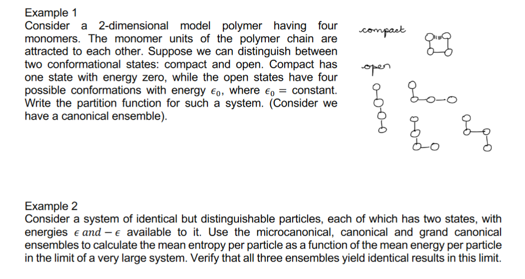 Solved Example 1 Consider a 2-dimensional model polymer | Chegg.com