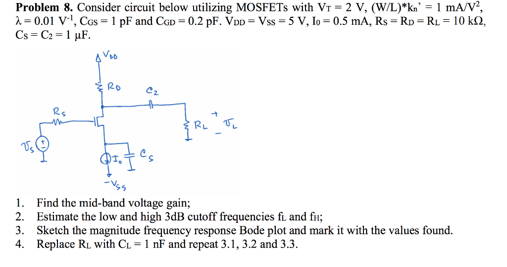 Solved Problem 8. Consider circuit below utilizing MOSFETs | Chegg.com