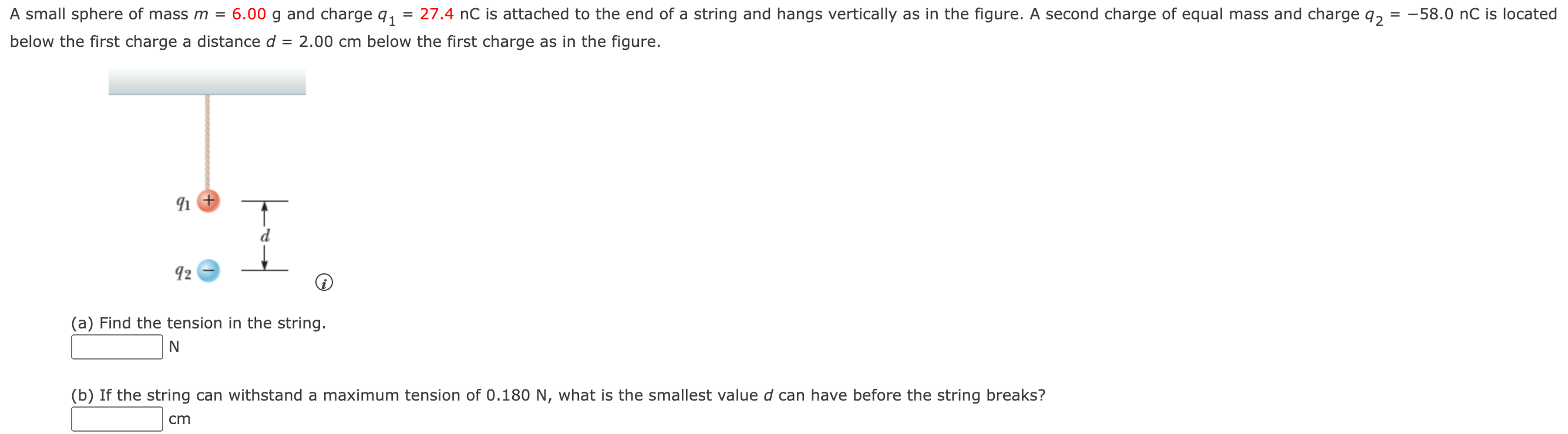Solved below the first charge a distance d=2.00 cm below the | Chegg.com