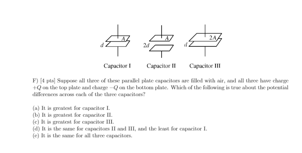 Solved 2A 2d Capacitor 1 Capacitor II Capacitor III F) (4 | Chegg.com