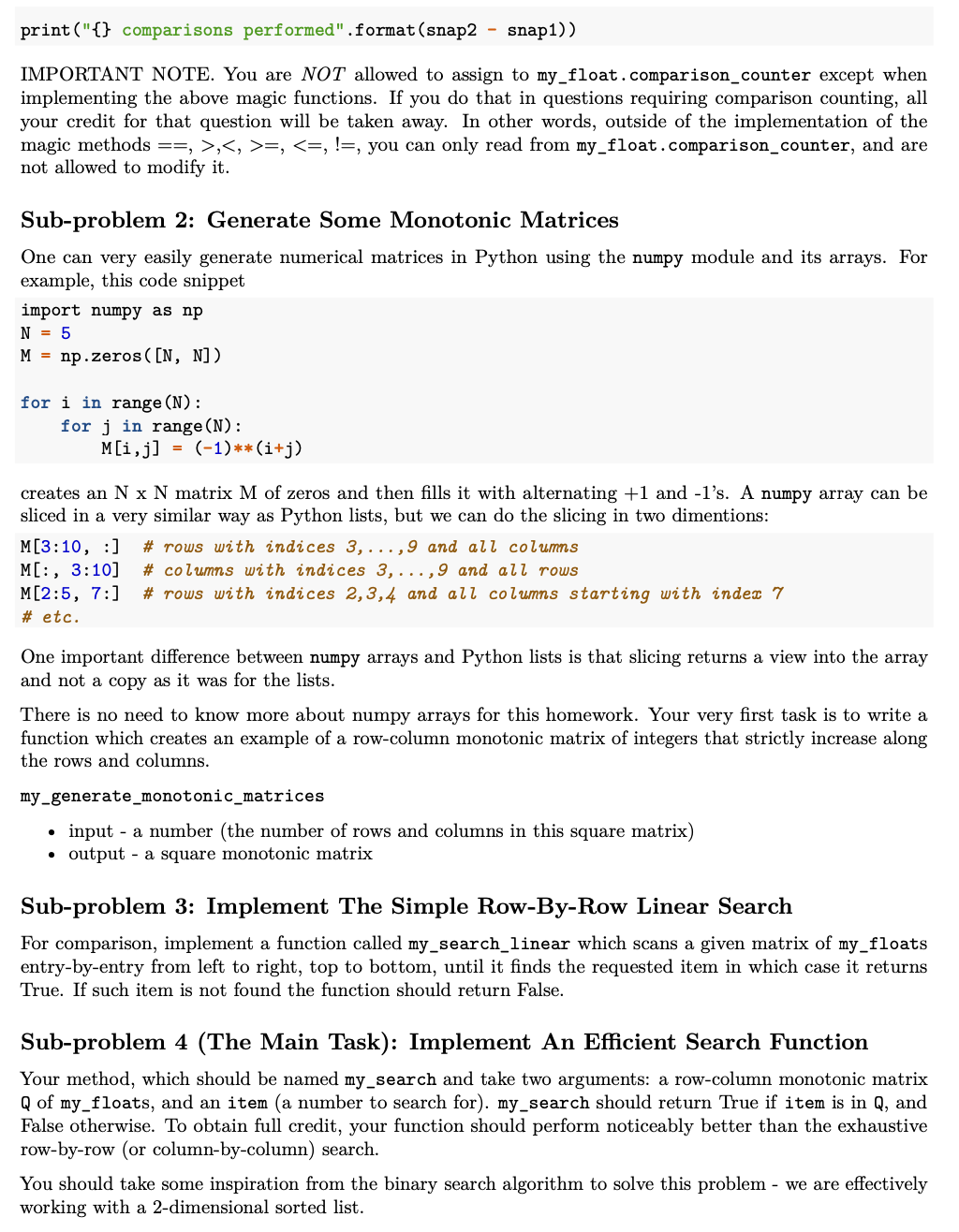 Mod 6 Homework: Search In Monotonic Matrices Goal In | Chegg.com