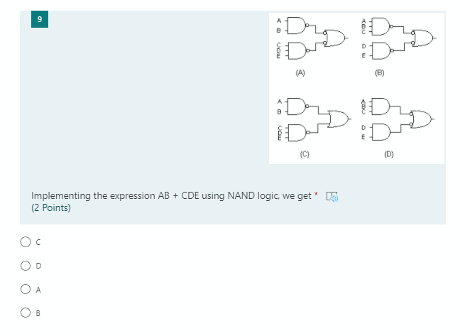Solved 9 Dz O mo (A) (B) לסוח (C) (D) Implementing the | Chegg.com