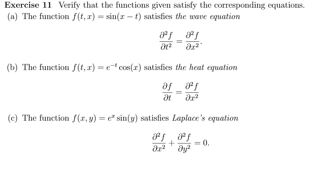 Solved Exercise 11 Verify that the functions given satisfy | Chegg.com