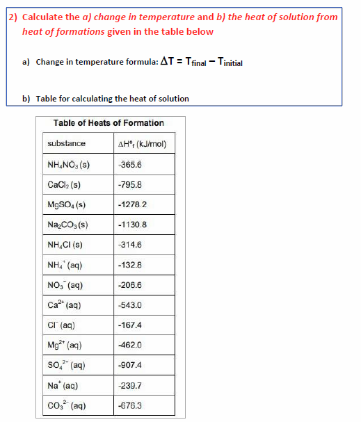 2) Calculate the a) change in temperature and b) | Chegg.com