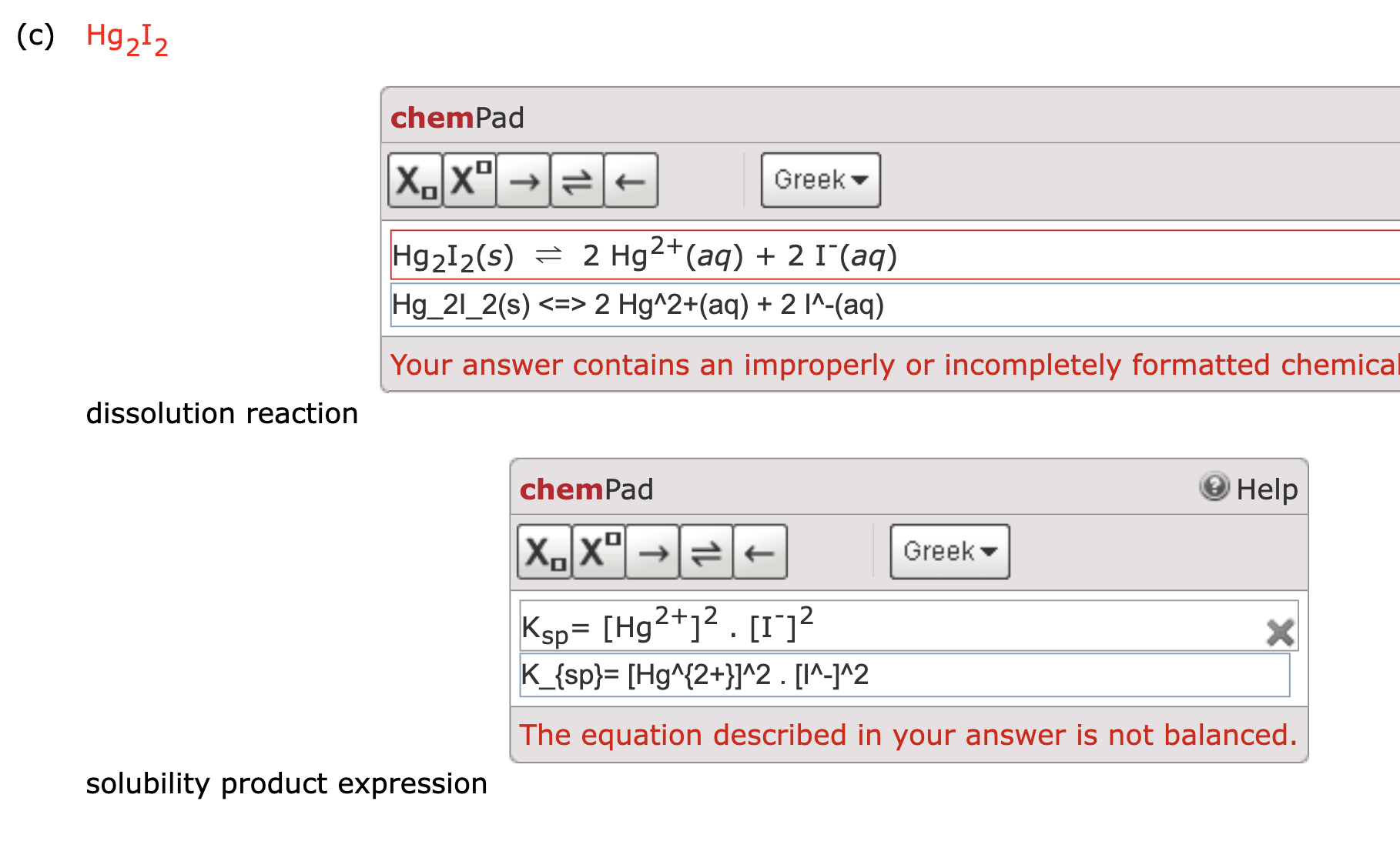 Solved \[ \begin{array}{l} \mathrm{Hg}_{2} \mathrm{I}_{2}(s) | Chegg.com