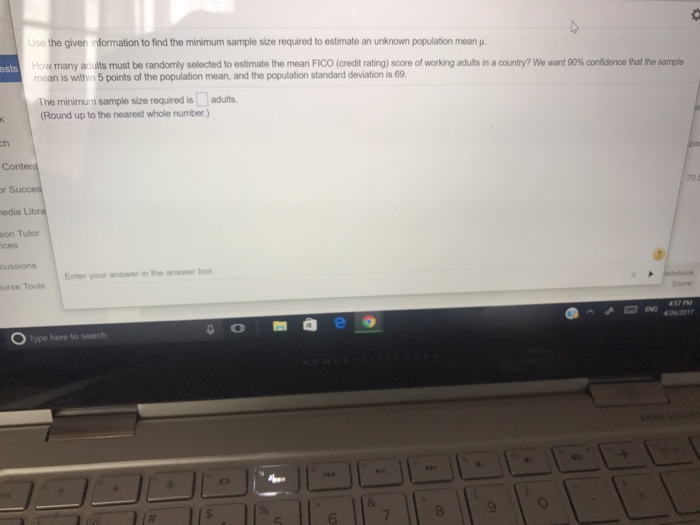 Solved Use the given information to find the minimum sample | Chegg.com