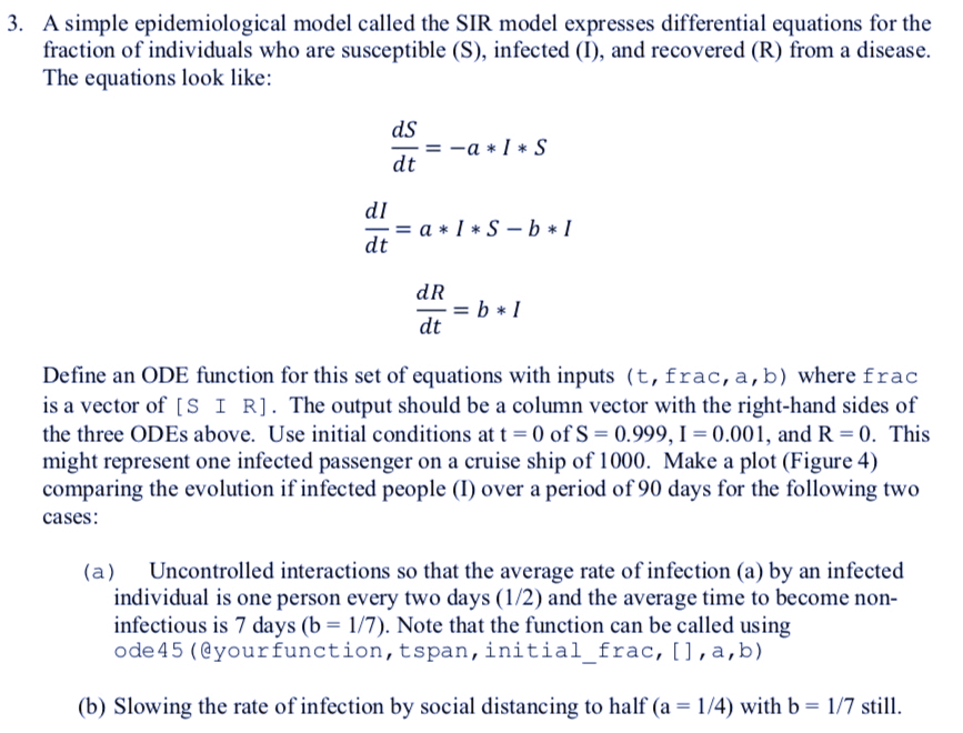 3. A simple epidemiological model called the SIR | Chegg.com