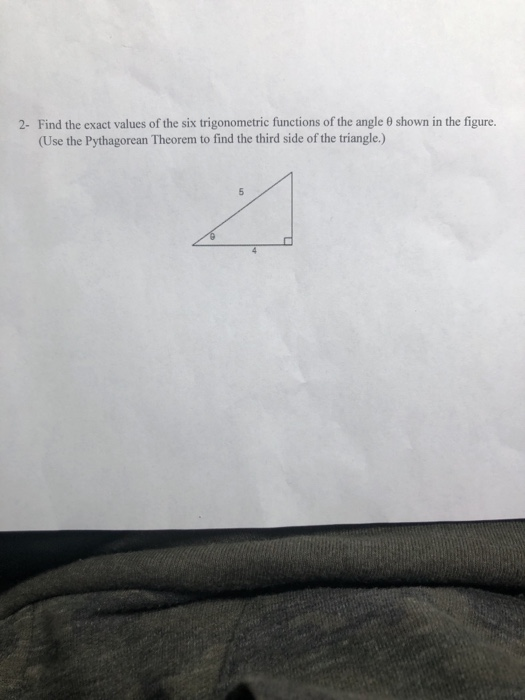 Solved 2-Find the exact values of the six trigonometric | Chegg.com