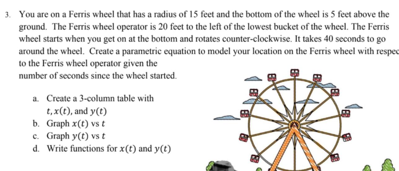 Solved 3. You are on a Ferris wheel that has a radius of 15 | Chegg.com