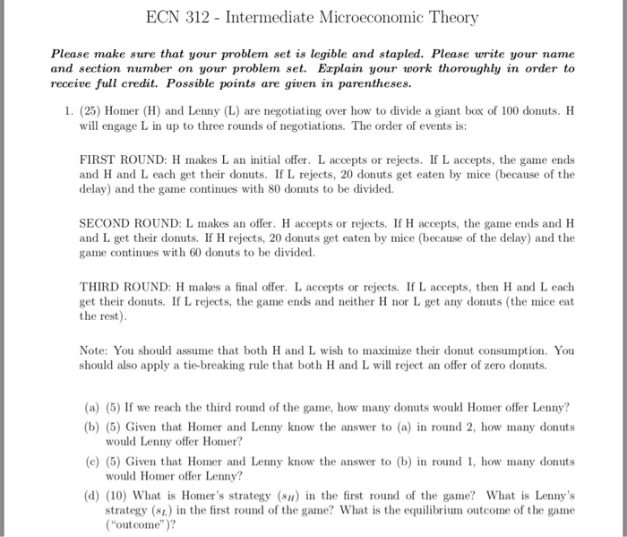 Solved ECN 312 - Intermediate Microeconomic Theory Please | Chegg.com