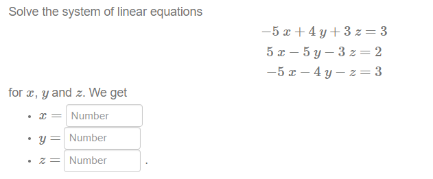 Solved Solve the system of linear equations | Chegg.com