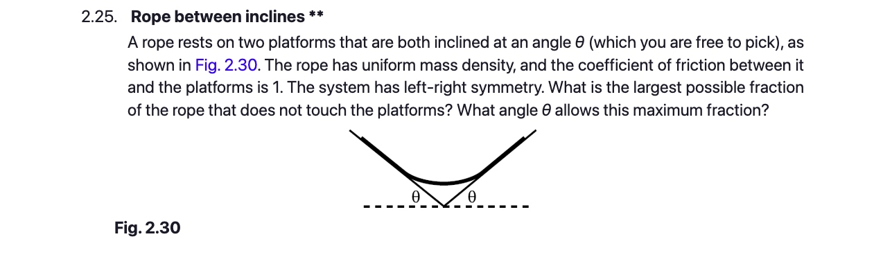 Solved 25. Rope between inclines ** A rope rests on two | Chegg.com