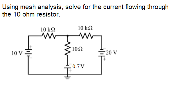 Solved Using mesh analysis, solve for the current flowing | Chegg.com