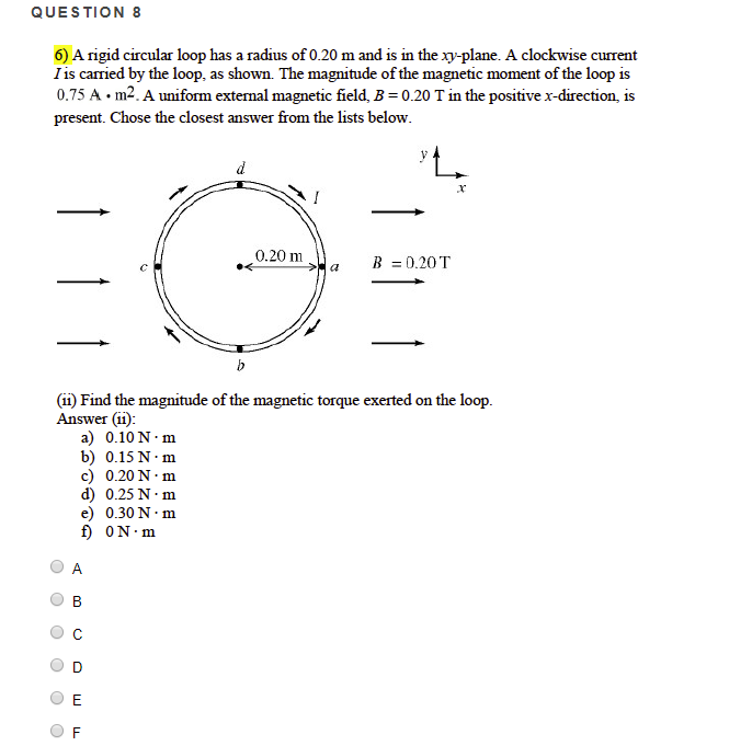 Solved QUESTION 8 6) A rigid circular loop has a radius of | Chegg.com
