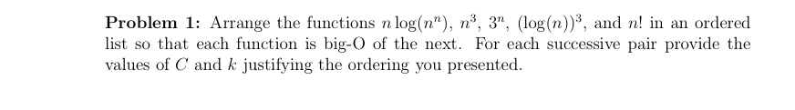 Solved Problem 1: Arrange the functions | Chegg.com