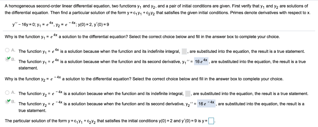 Solved A homogeneous second-order linear differential | Chegg.com