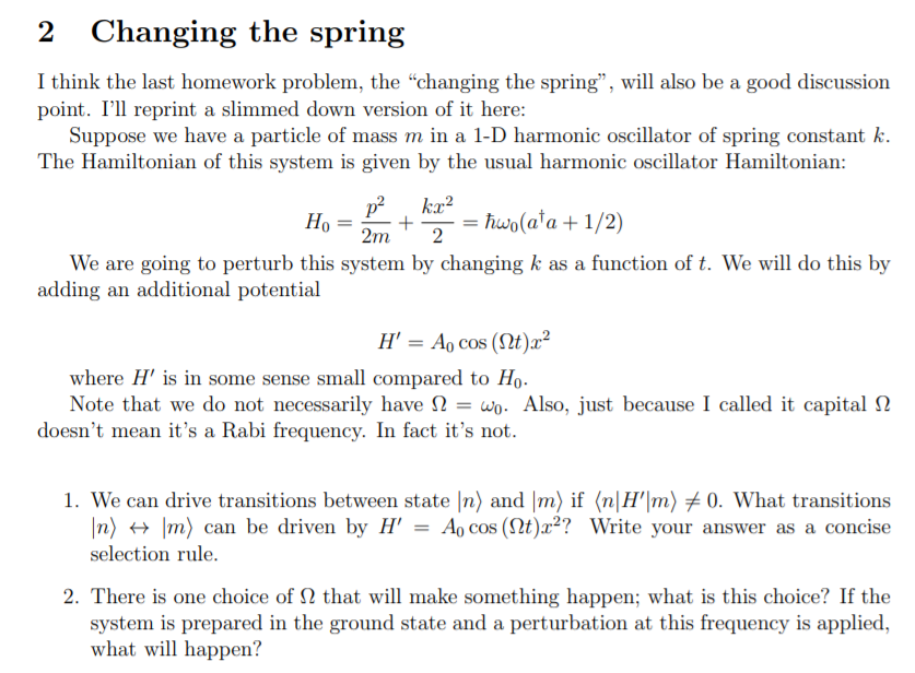 Solved 2 Changing the spring I think the last homework | Chegg.com