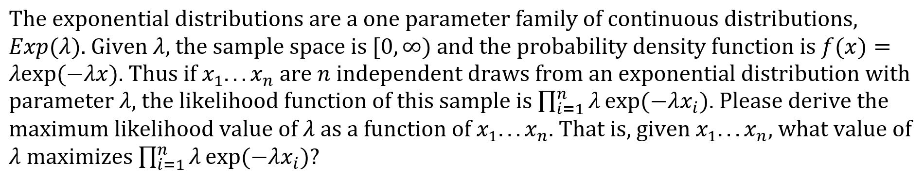 Solved The exponential distributions are a one parameter | Chegg.com