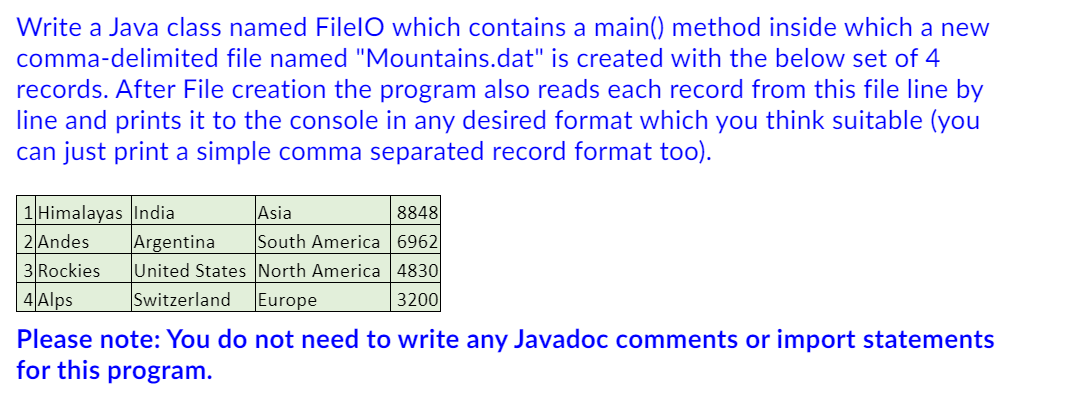 Solved Write A Java Class Named Filelo Which Contains A 