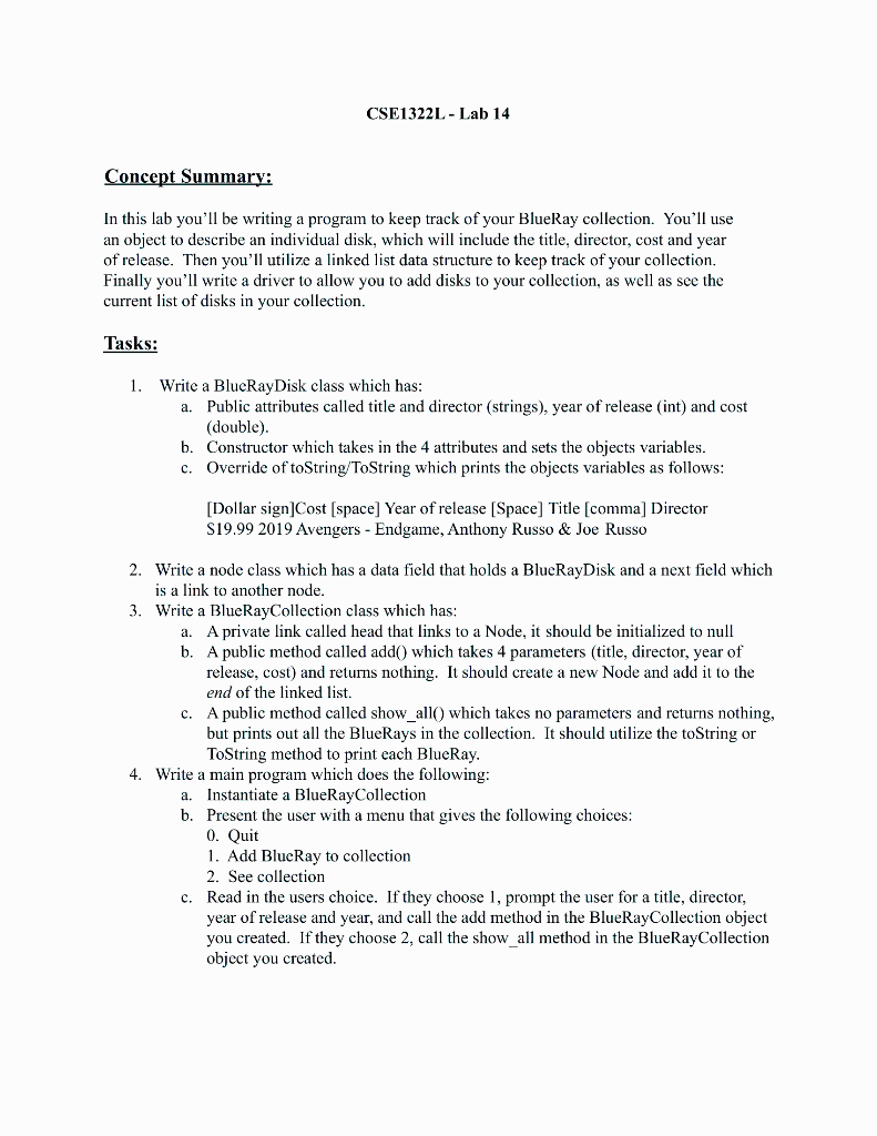 Solved CSE1322L - Lab 14 Concept Summary: In this lab you'll | Chegg.com